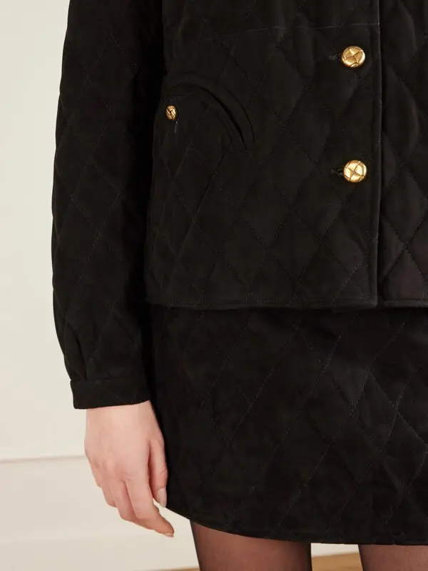 BLAZÉ MILANO Gliss Cropped Quilted Suede Jacket