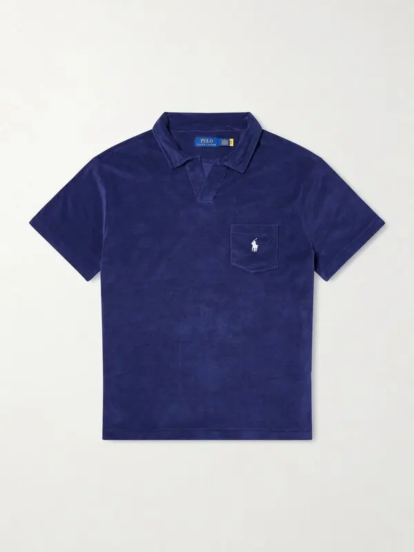 Polo Ralph Lauren Logo-embroidered Cotton-blend Terry Polo Shirt - Blue