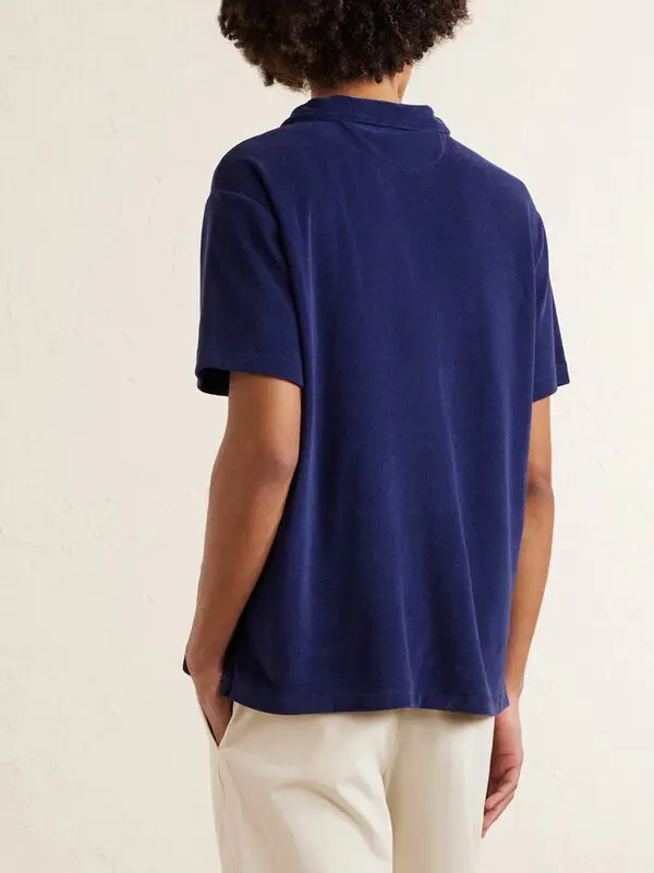 Polo Ralph Lauren Logo-embroidered Cotton-blend Terry Polo Shirt - Blue