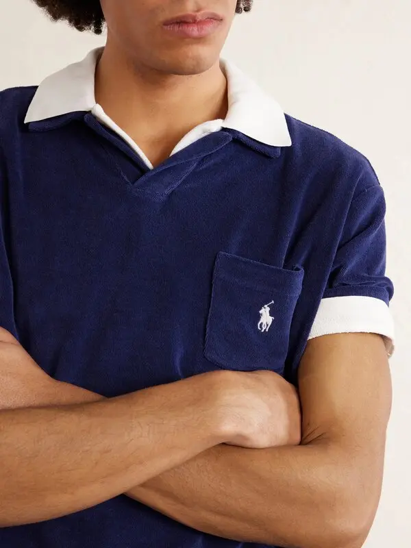 Polo Ralph Lauren Logo-embroidered Cotton-blend Terry Polo Shirt - Blue