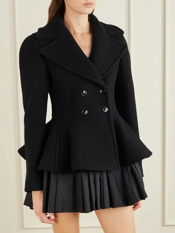 Alaïa Double-breasted Wool-blend Peplum Coat