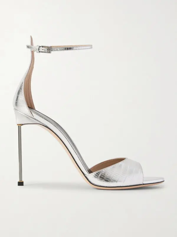 TOM FORD Metallic Lizard-effect Leather Sandals