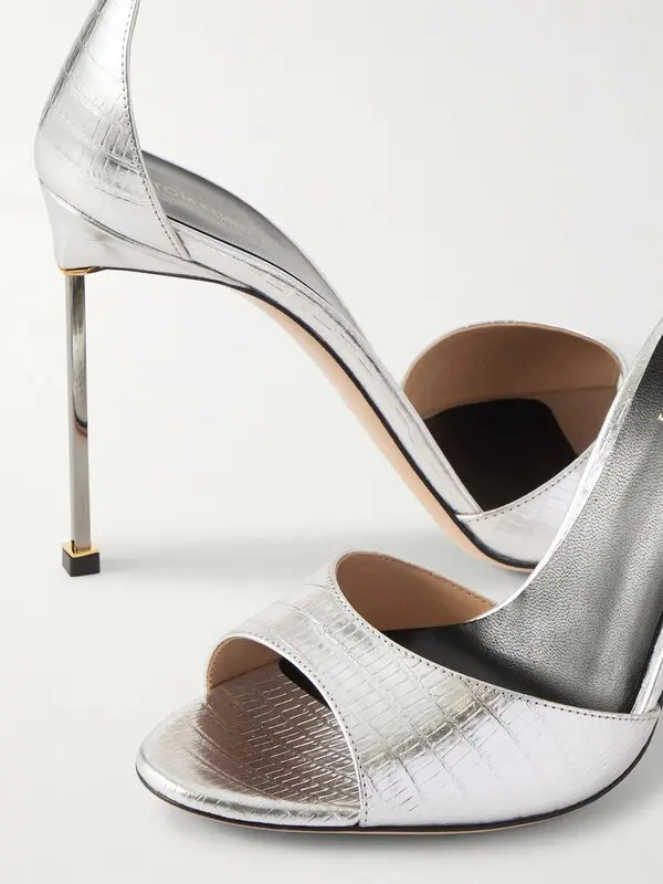 TOM FORD Metallic Lizard-effect Leather Sandals