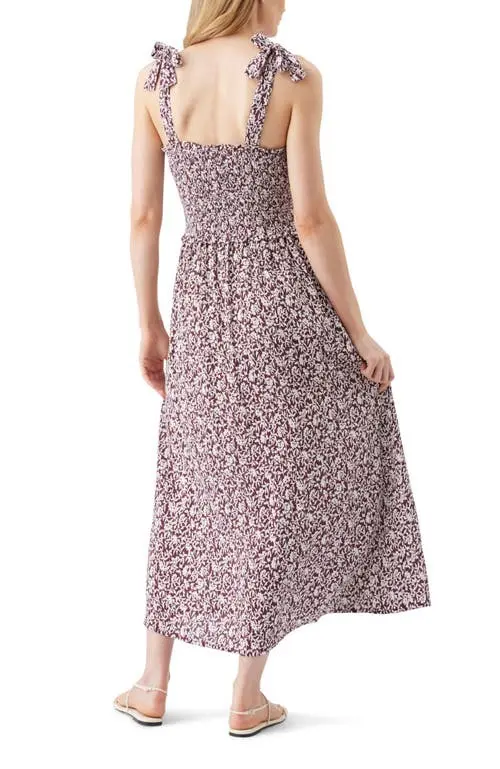 RIPE MATERNITY Dana Shirred Dress - Maroon/white