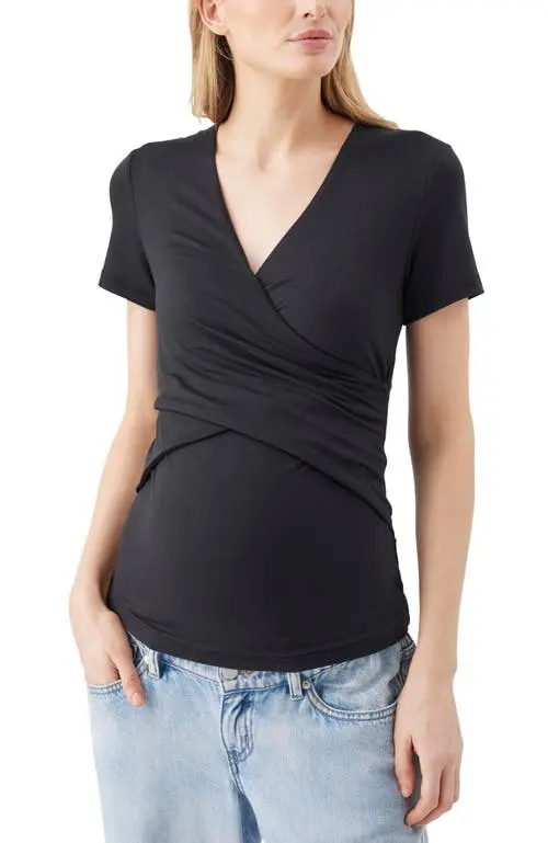 RIPE MATERNITY Luxe Knit Embrace Nursing Tee - Black