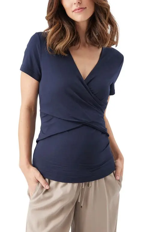 RIPE MATERNITY Luxe Knit Embrace Nursing Tee - Navy