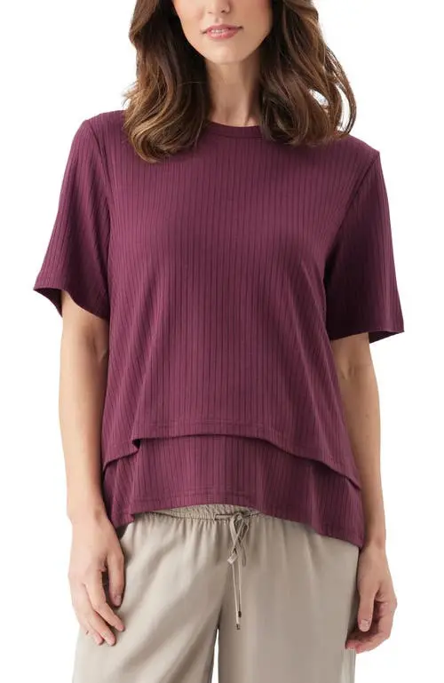 RIPE MATERNITY Mike Rib Nursing Top - Maroon