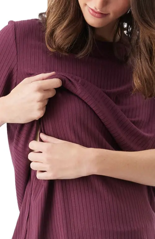 RIPE MATERNITY Mike Rib Nursing Top - Maroon
