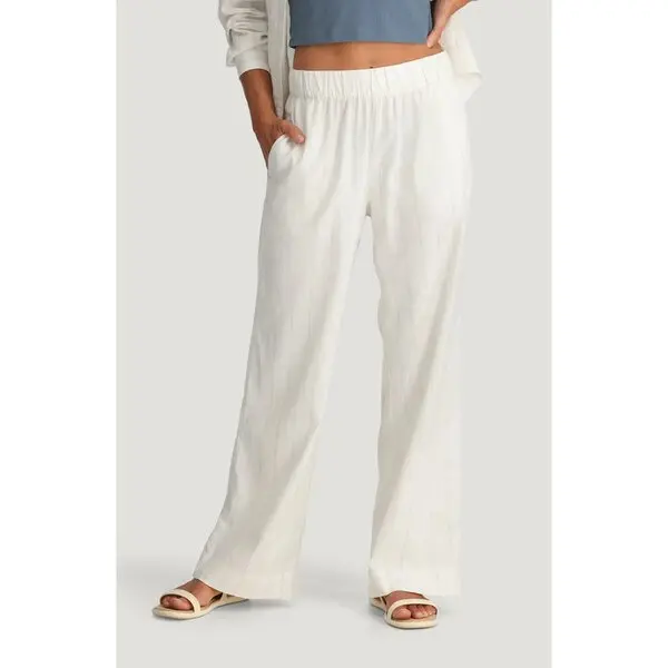FREE FLY Sullivan Wide Leg Pants - Dash Vertical Stripe Sea Salt