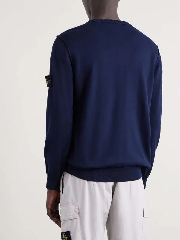 Stone Island Logo-appliquéd Cotton Sweater