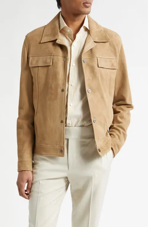 Isaia Amelio Lambskin Suede Jacket