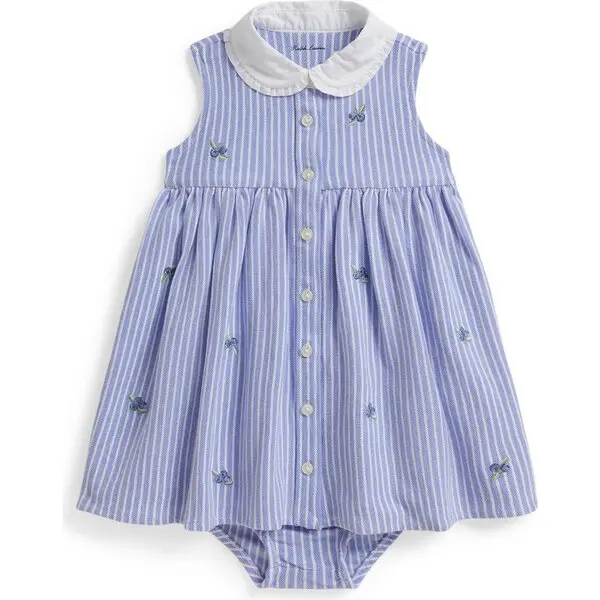 Ralph Lauren Cotton Oxford Dress & Bloomers Set - Hrbr Blue