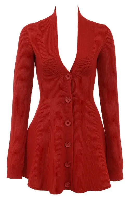 House Of Cb Long Sleeve Wool Blend Sweater Minidress