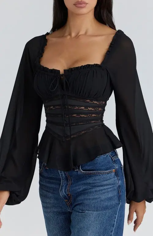 House Of Cb Cara Long Sleeve Georgette Top