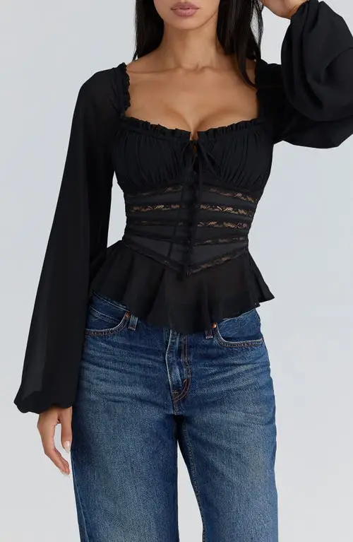 House Of Cb Cara Long Sleeve Georgette Top