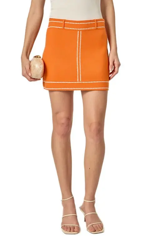 English Factory Denim Look Knit Miniskirt - Orange