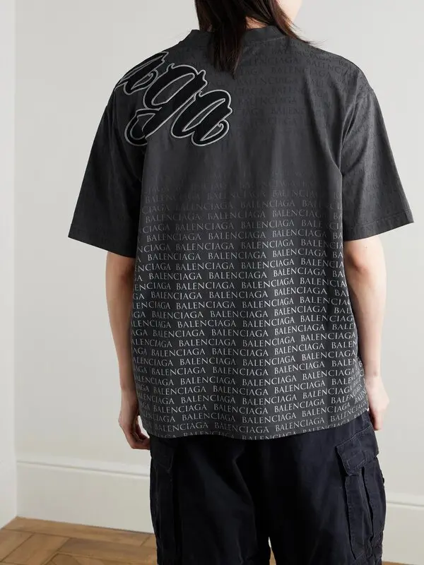 Balenciaga Logo-appliquéd Printed Cotton-jersey T-shirt