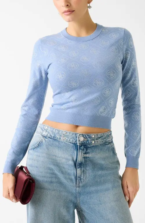 Guess Rhinestone Embellished Sweater - Light Blue