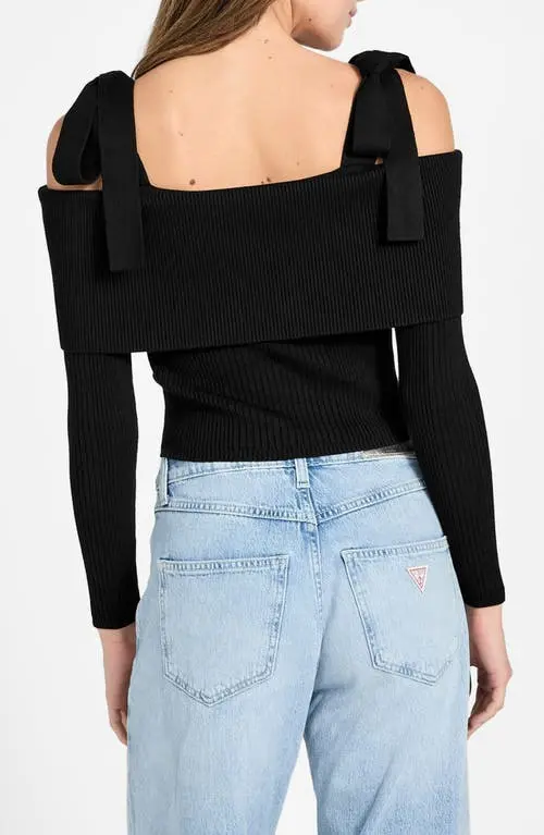 Guess Tie Strap Ribbed Crop Sweater