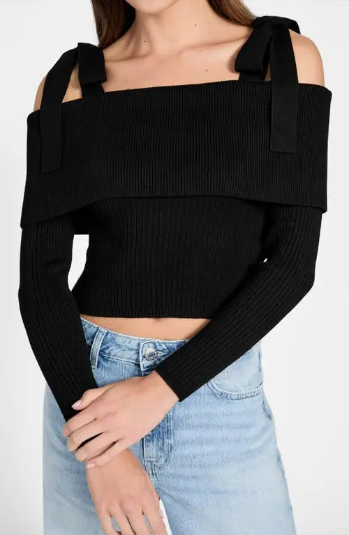 Guess Tie Strap Ribbed Crop Sweater