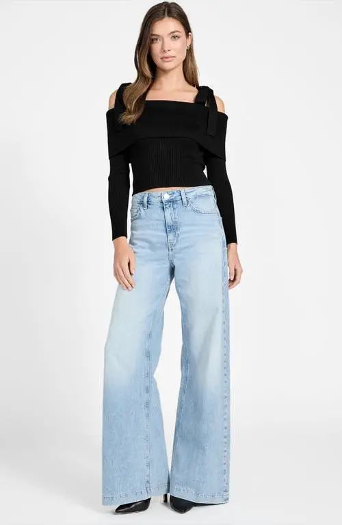 Guess Tie Strap Ribbed Crop Sweater