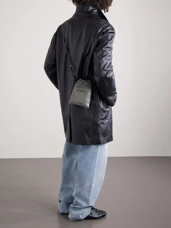 Balenciaga Logo-debossed Crinkled-leather Phone Pouch