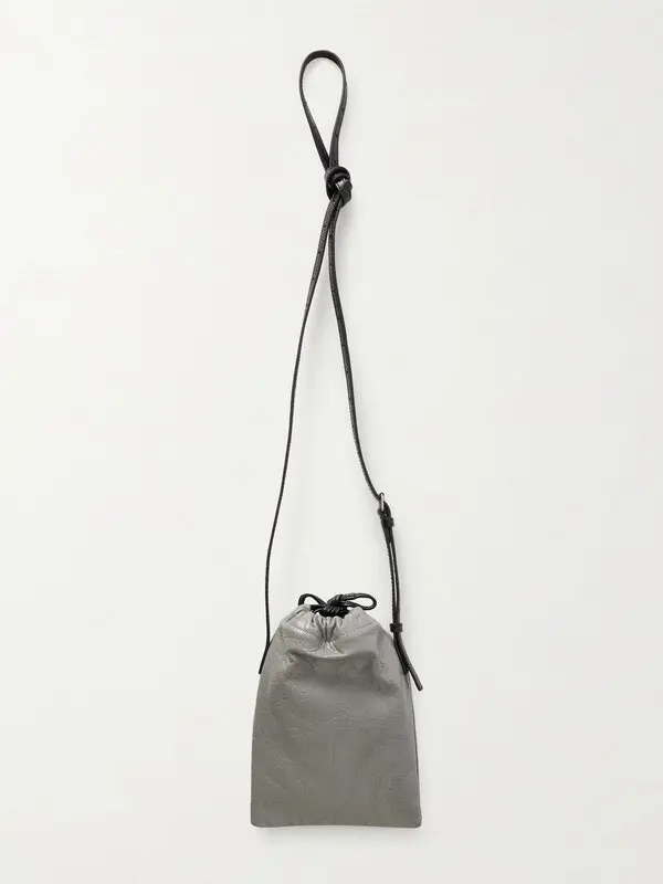 Balenciaga Logo-debossed Crinkled-leather Phone Pouch