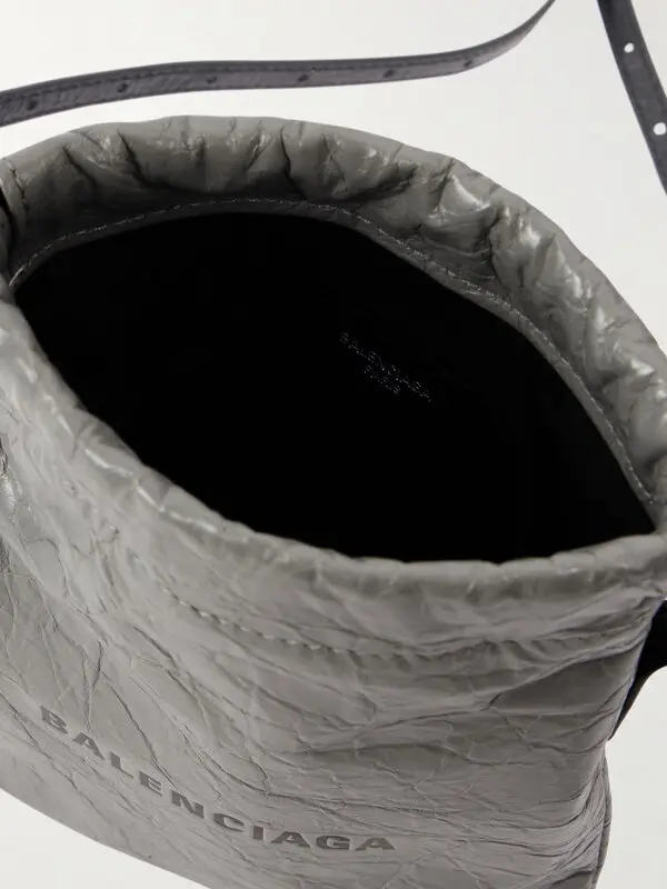 Balenciaga Logo-debossed Crinkled-leather Phone Pouch
