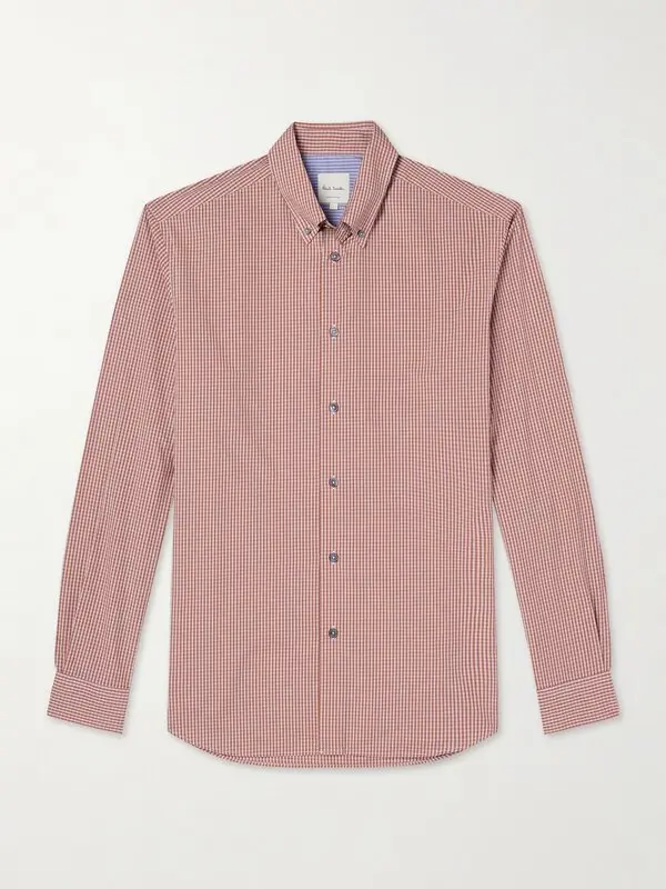Paul Smith Button-down Collar Checked Cotton-poplin Shirt - Pink