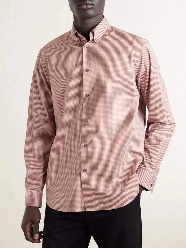 Paul Smith Button-down Collar Checked Cotton-poplin Shirt - Pink