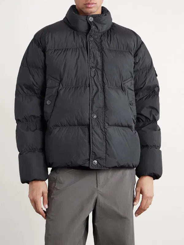 Stone Island Logo-appliquéd Quilted Crinkle Reps Down Jacket
