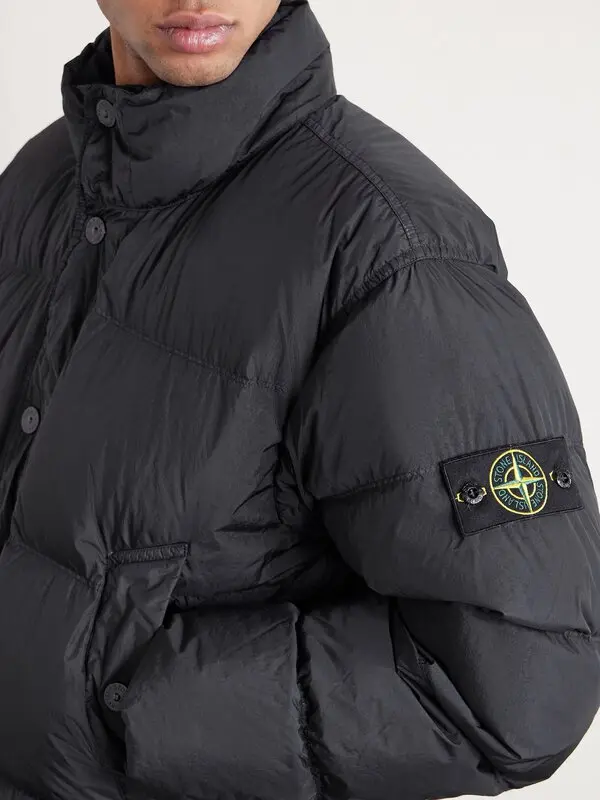 Stone Island Logo-appliquéd Quilted Crinkle Reps Down Jacket