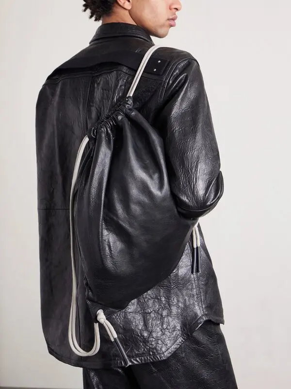 Rick Owens Embellished Leather Drawstring Backpack