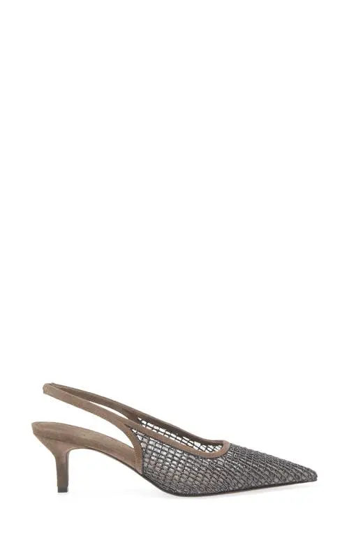 Brunello Cucinelli Monili Pointed Toe Slingback Pump