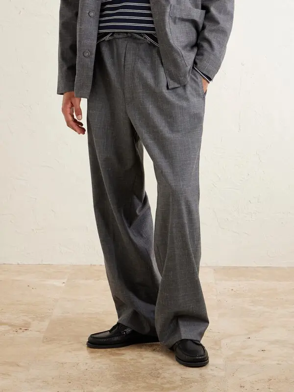 Officine Générale Nilson Straight-leg Virgin Wool-blend Trousers - Gray