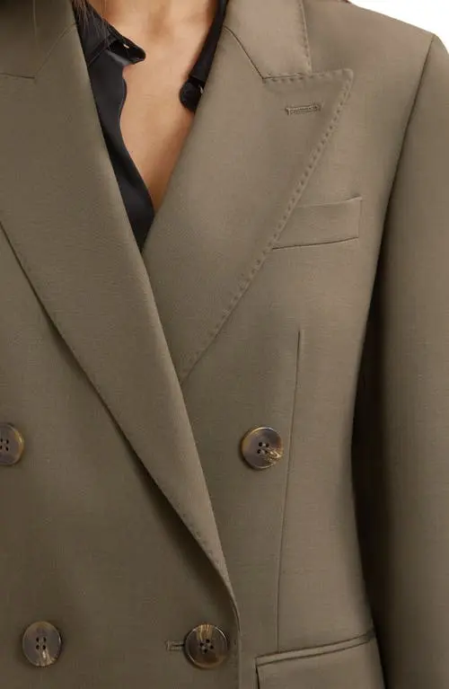 REISS Solene Double Breasted Wool Blend Blazer - Green