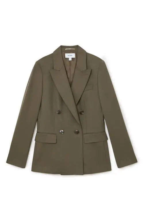 REISS Solene Double Breasted Wool Blend Blazer - Green
