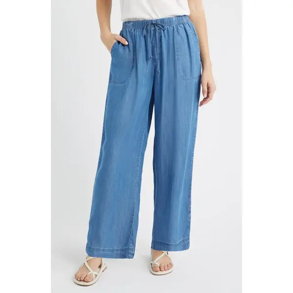 BEACHLUNCHLOUNGE Inaya Chambray Ankle Pants - Blue Wash