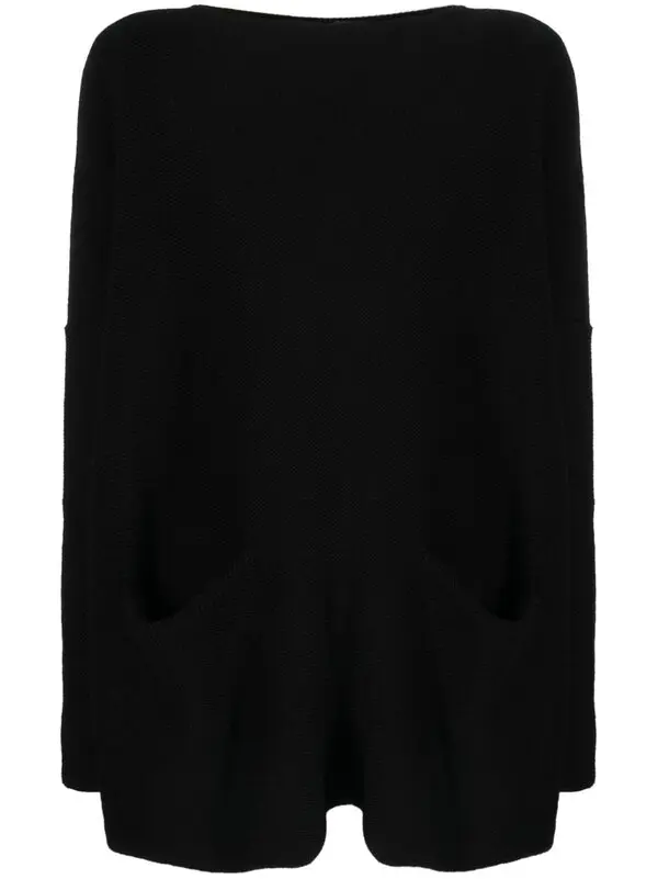 DANIELA GREGIS Cotton Boat-neck Sweater - Black
