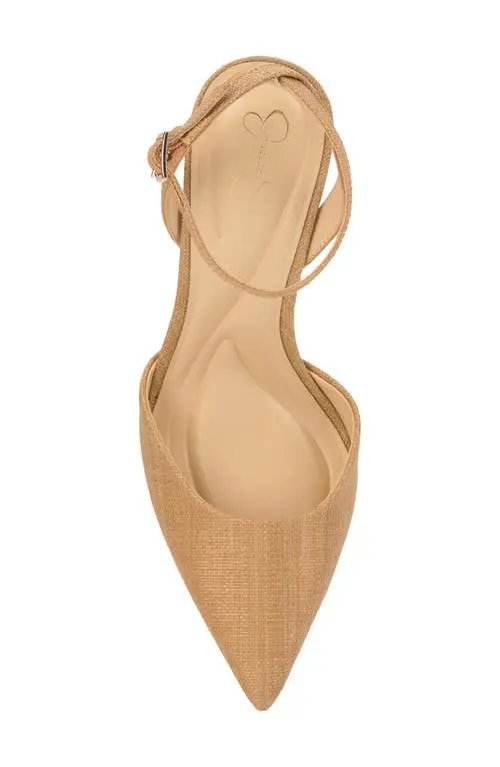 Jessica Simpson Ocanna Ankle Strap Pointed Toe Pumps - Natural