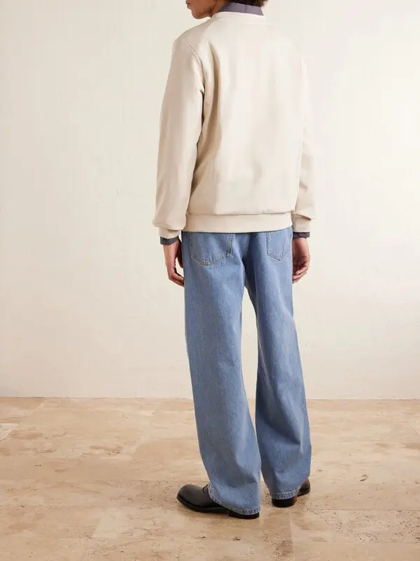 A.p.c. Logo-embroidered Cotton-blend Jersey Sweatshirt - Neutrals