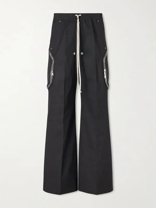 Rick Owens Heizer Belas Wide-leg Cotton-blend Cargo Trousers - Black