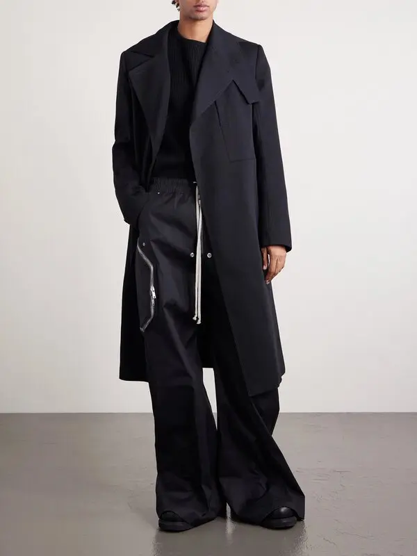 Rick Owens Heizer Belas Wide-leg Cotton-blend Cargo Trousers - Black