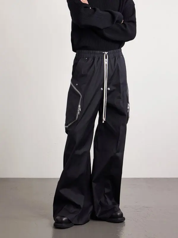 Rick Owens Heizer Belas Wide-leg Cotton-blend Cargo Trousers - Black