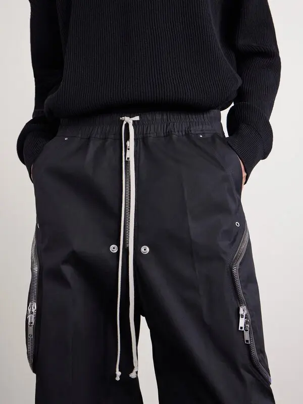 Rick Owens Heizer Belas Wide-leg Cotton-blend Cargo Trousers - Black