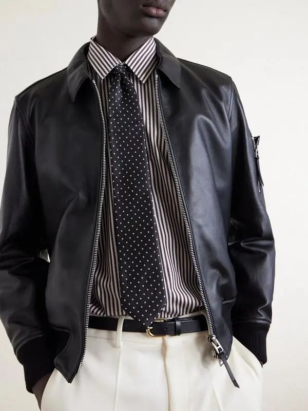 TOM FORD Slim-fit Striped Cotton-poplin Shirt - Brown