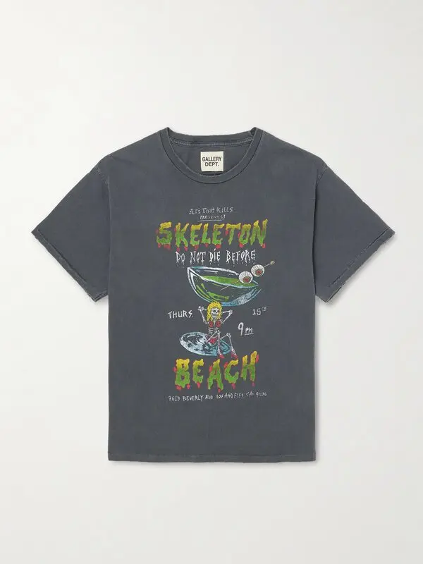 GALLERY DEPT. Don't Die Printed Distressed Cotton-jersey T-shirt - Gray
