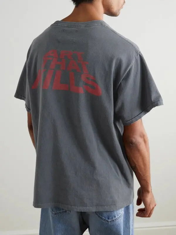 GALLERY DEPT. Don't Die Printed Distressed Cotton-jersey T-shirt - Gray