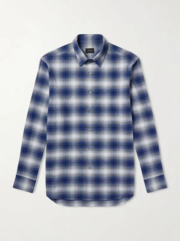 Brioni Checked Cotton-flannel Shirt
