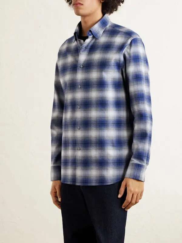 Brioni Checked Cotton-flannel Shirt